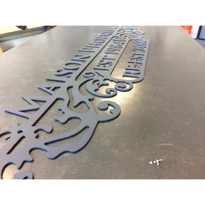 Metal Estate Sign, Metal Established Sign, Ornate Metal Sign - Think ...